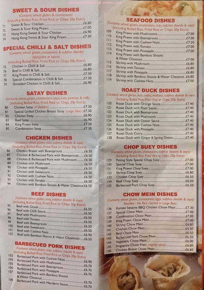 Menu at The Woodhill Chinese Carry-Out fast food, Glasgow