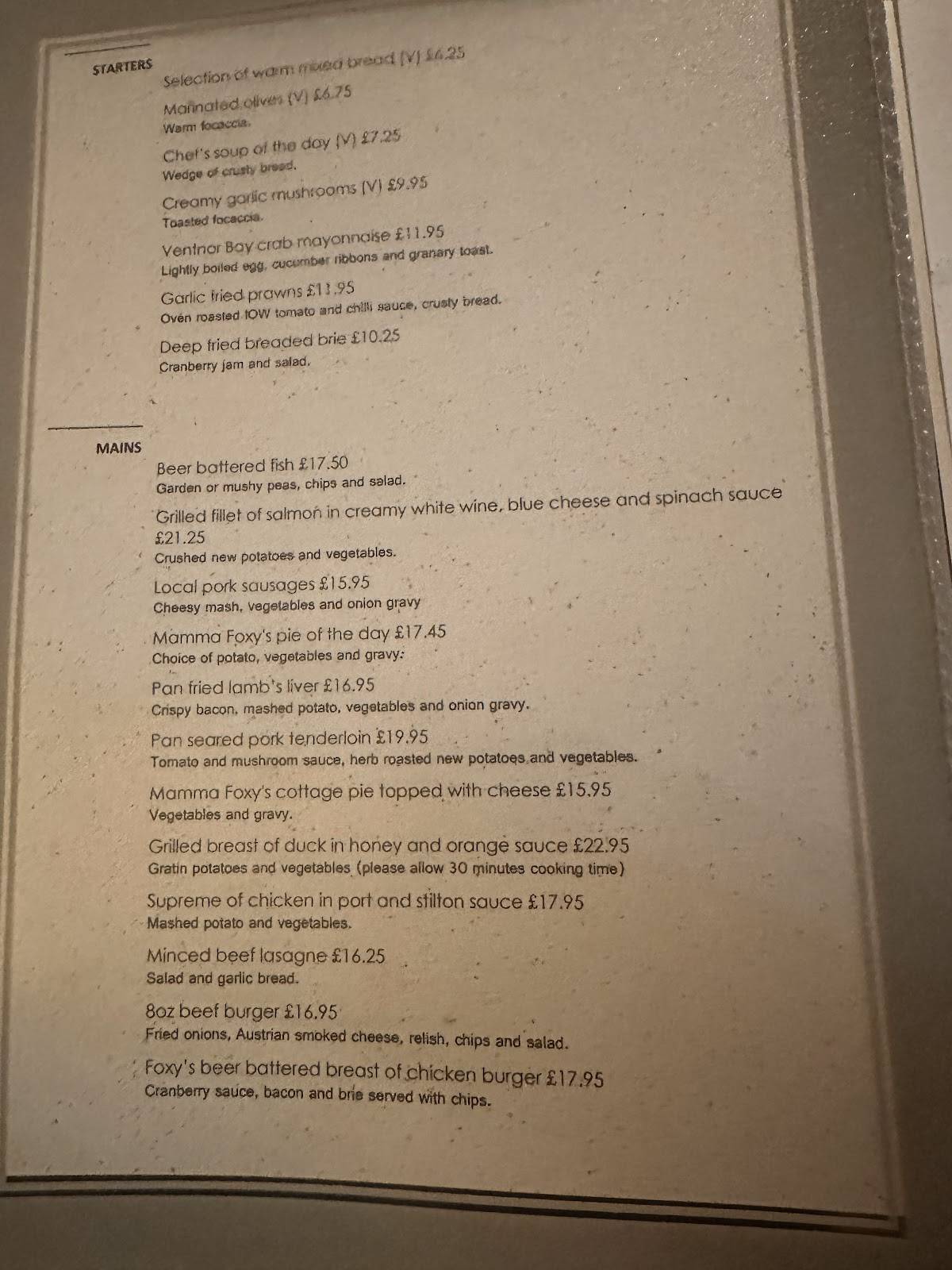 Menu at The Yarbridge Inn. pub & bar, Sandown