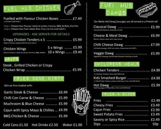 Menu at The fuel hub (horbury bridge) ltd restaurant, Wakefield