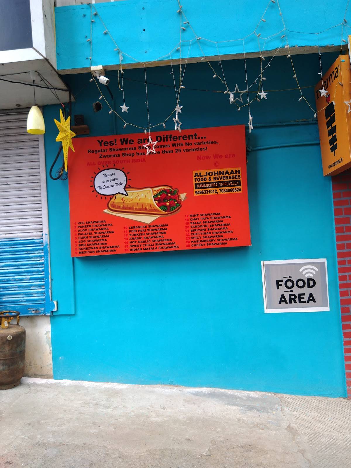 Menu at Zwarma Thiruvalla, Thiruvalla