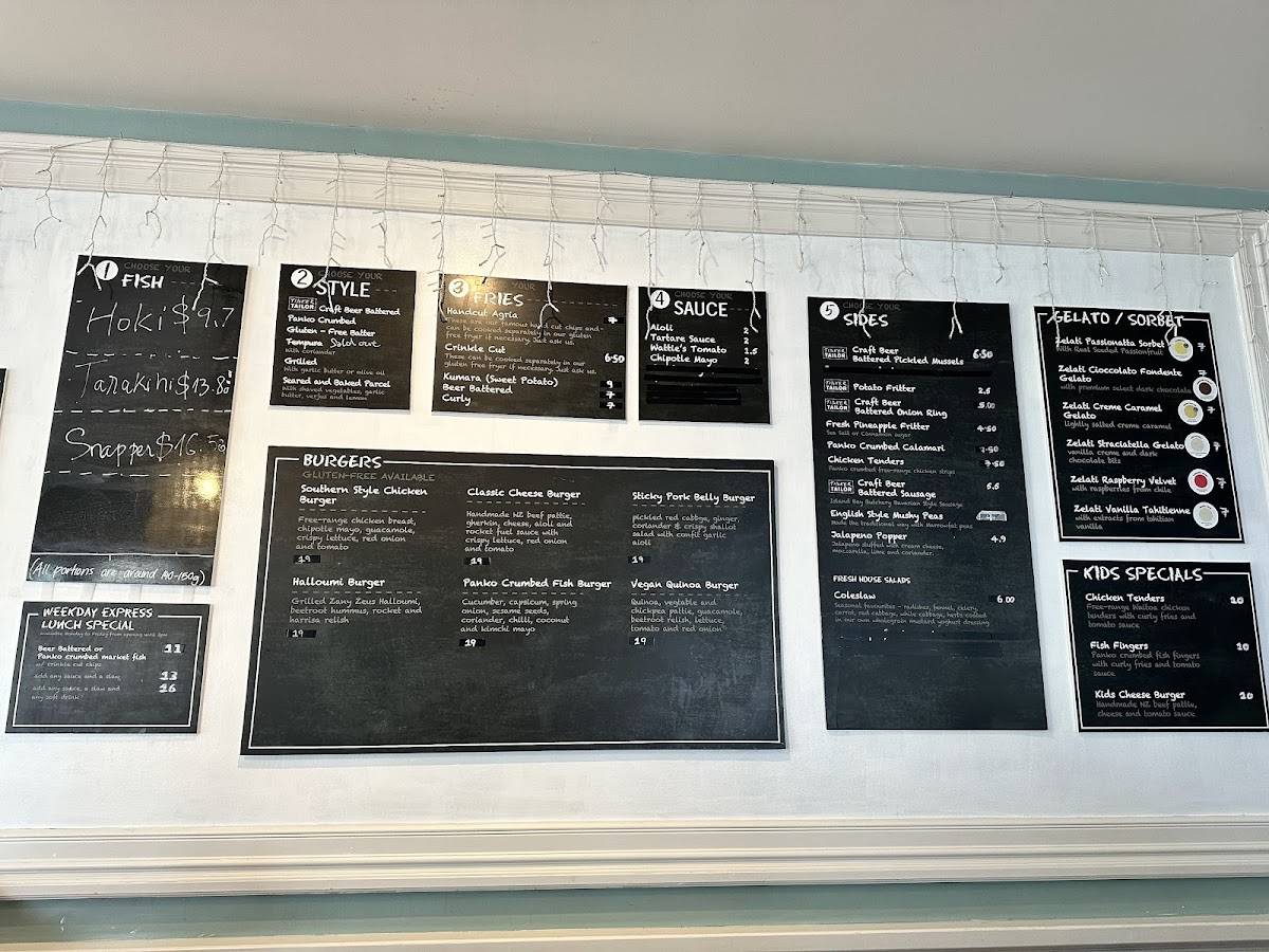 Menu at Thorndon Twin Fish restaurant, Wellington