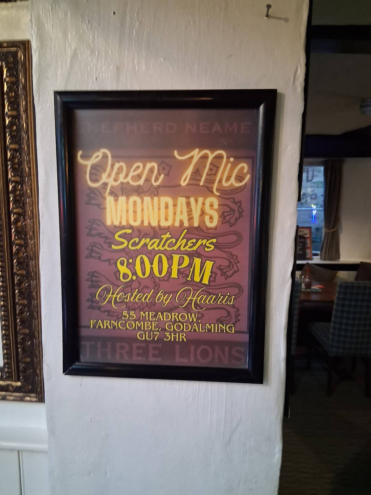 Carta del pub y bar Three Lions, Godalming