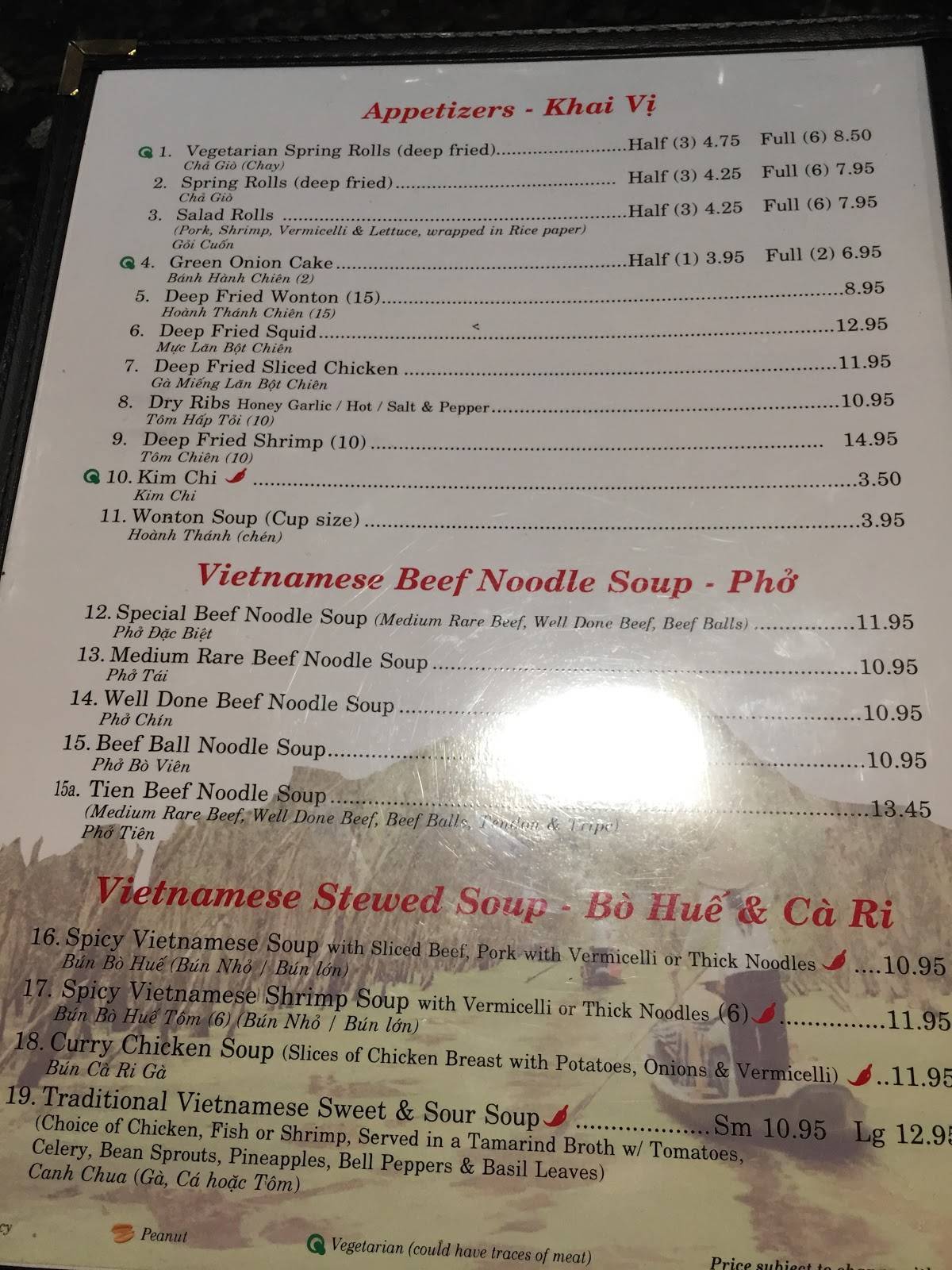 Menu at Tien Tuyen PHO Vietnamese Cuisine 91st restaurant, Edmonton