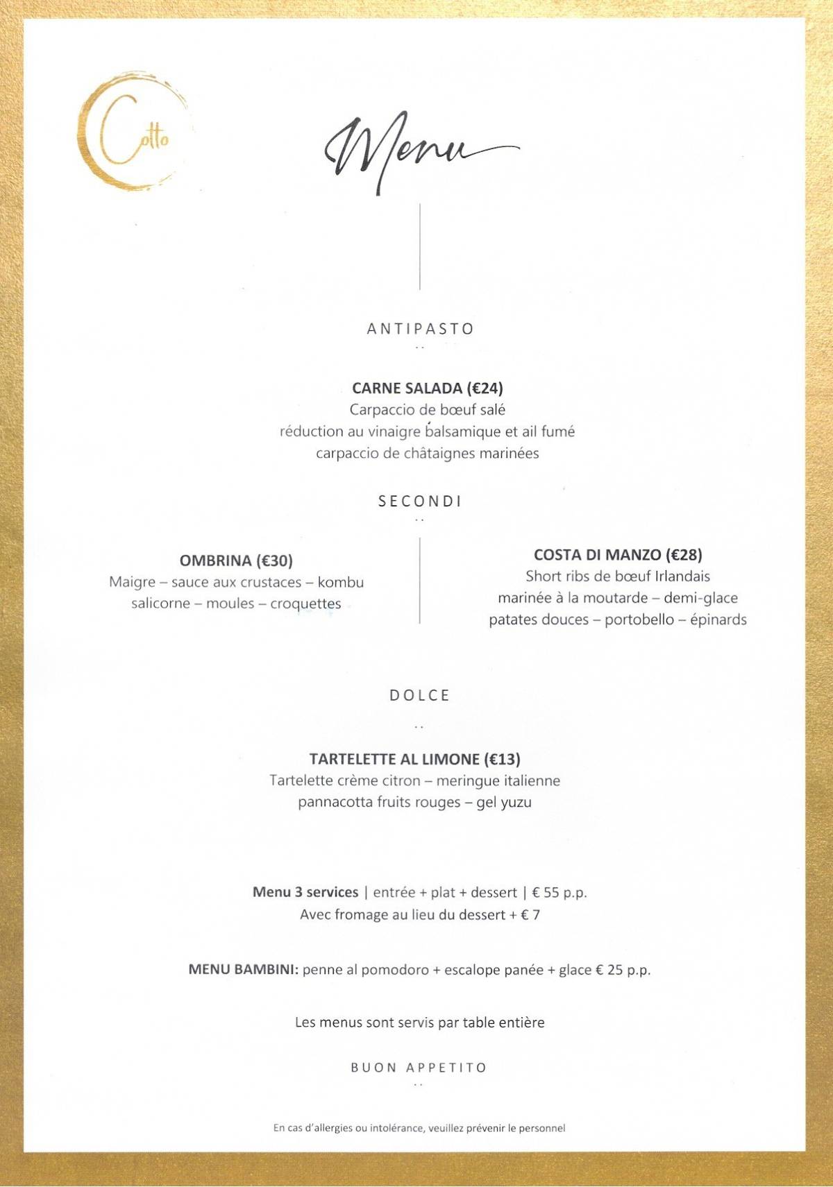 Menu au Cotto, Tirlemont