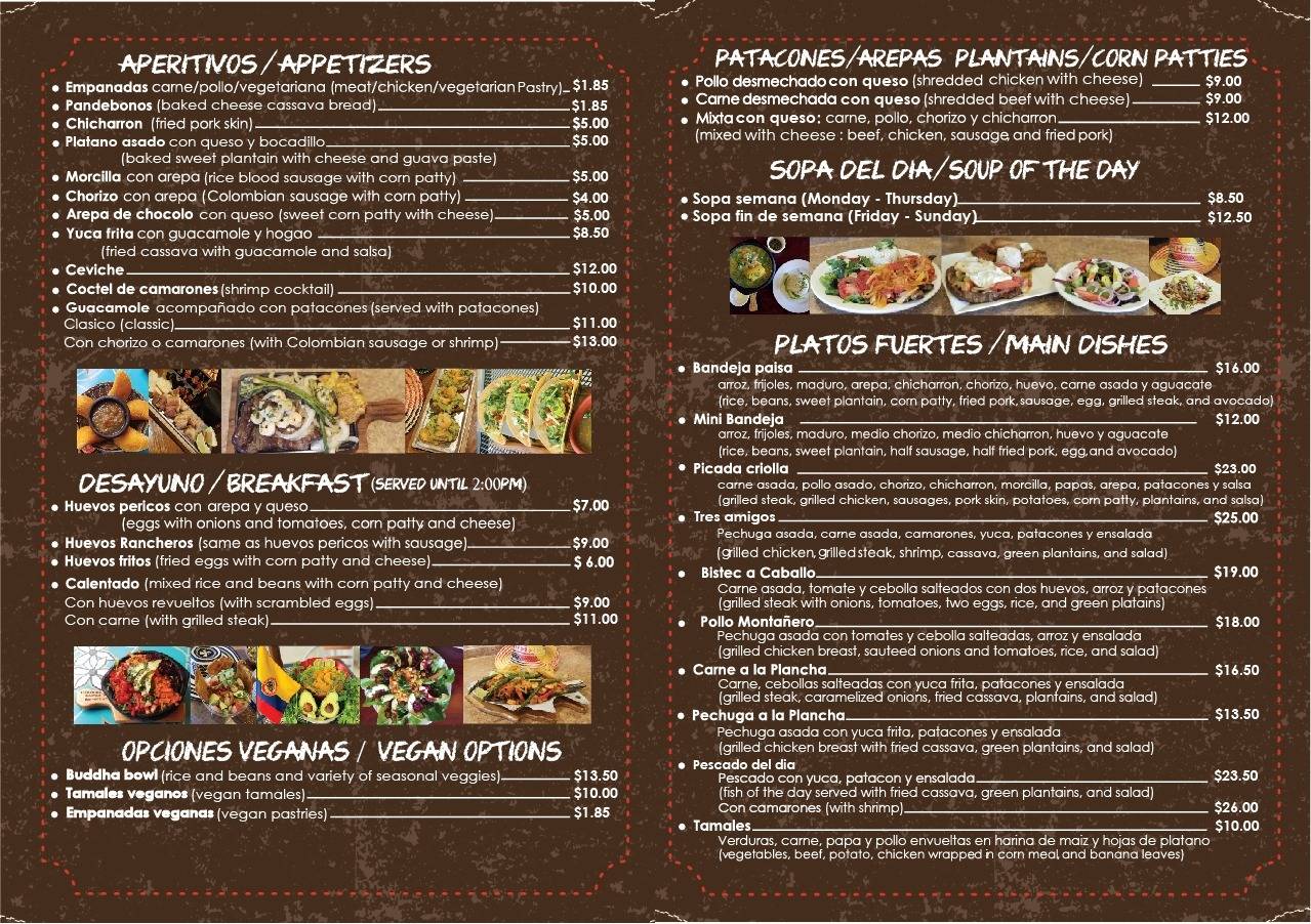 Menu at Tierra De Fuego restaurant, Easton, 612 Northampton St