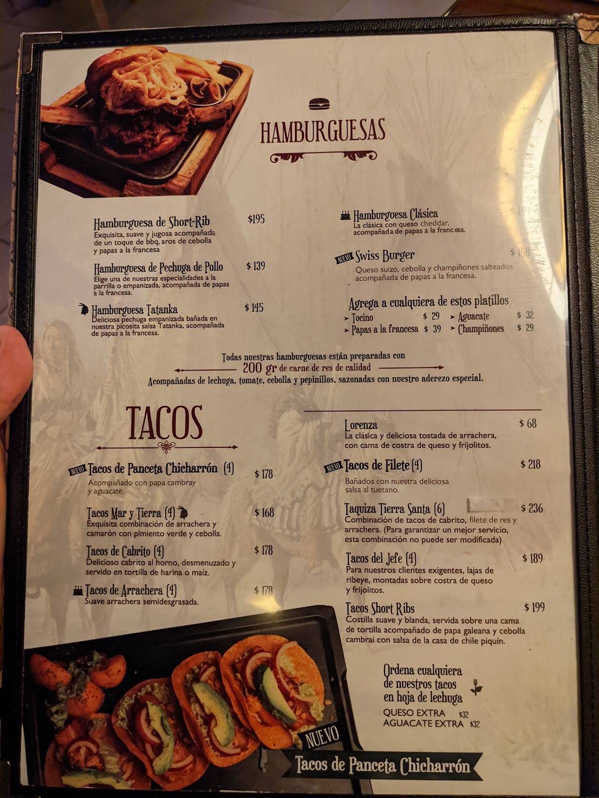 Carta de Tierra Santa Restaurante, Monclova, Washington 33-A