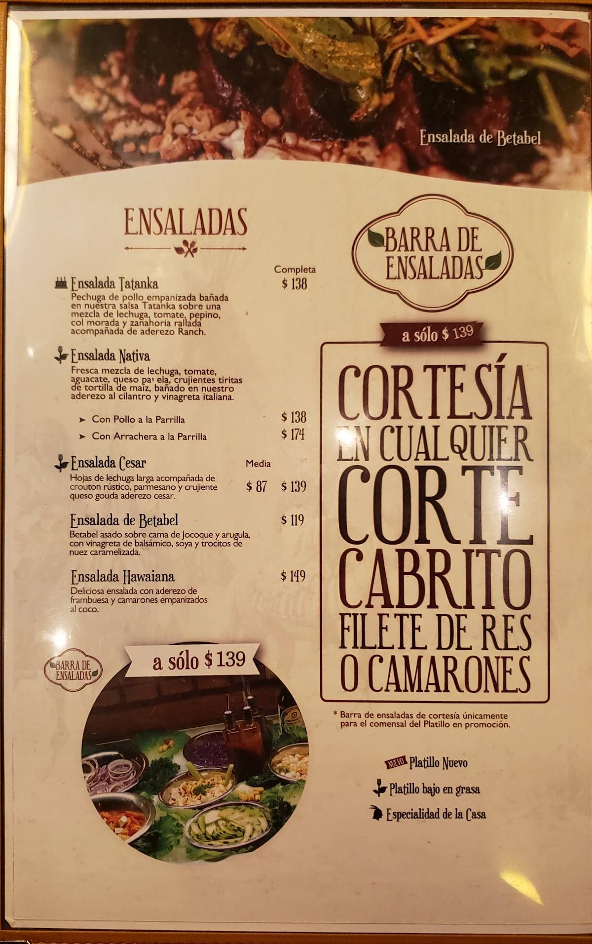 Carta de Tierra Santa Restaurante, Monclova, Washington 33-A