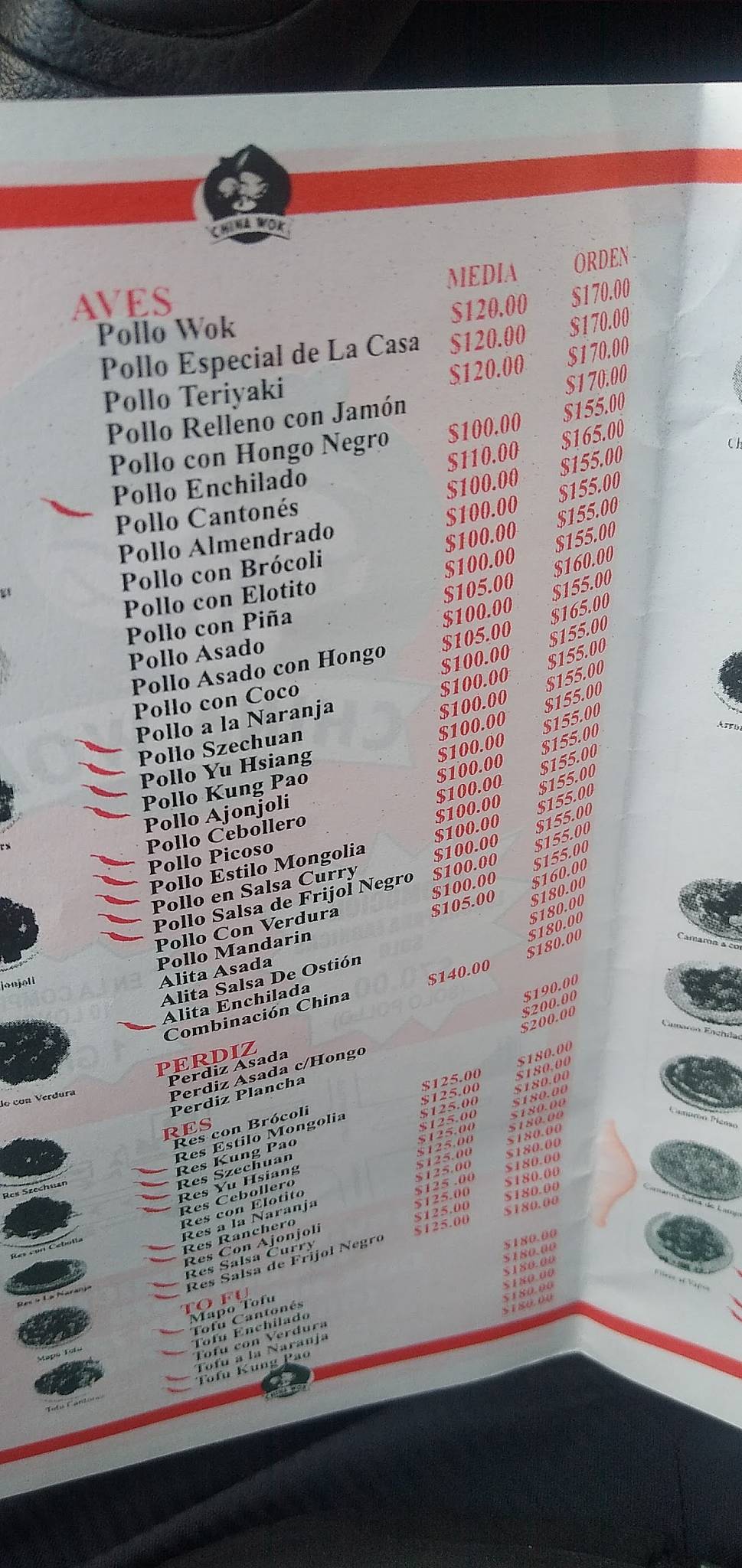 Carta del restaurante CHINA WOK, Tijuana