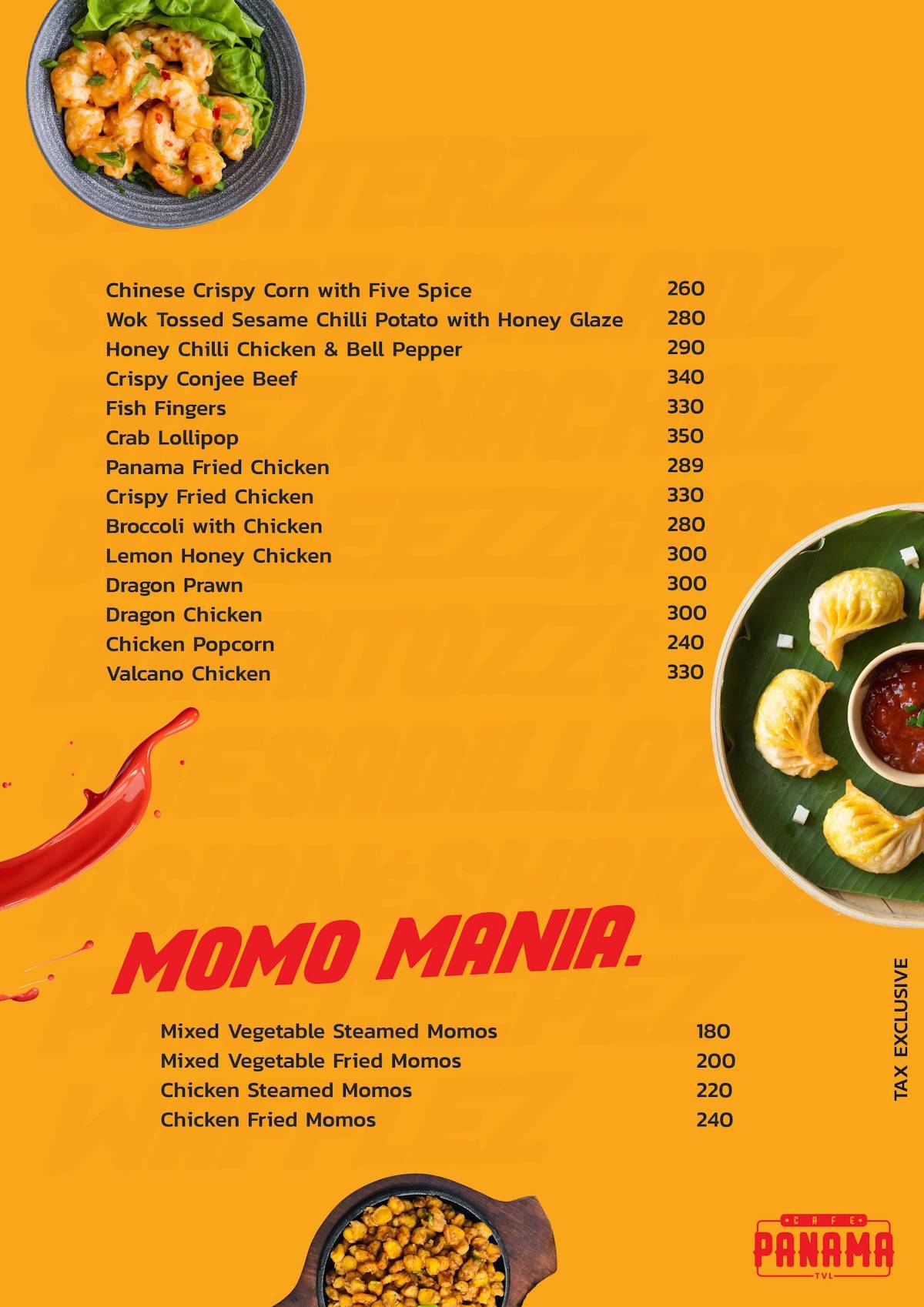 Menu at Cafe Panama - Tirunelveli, Tirunelveli