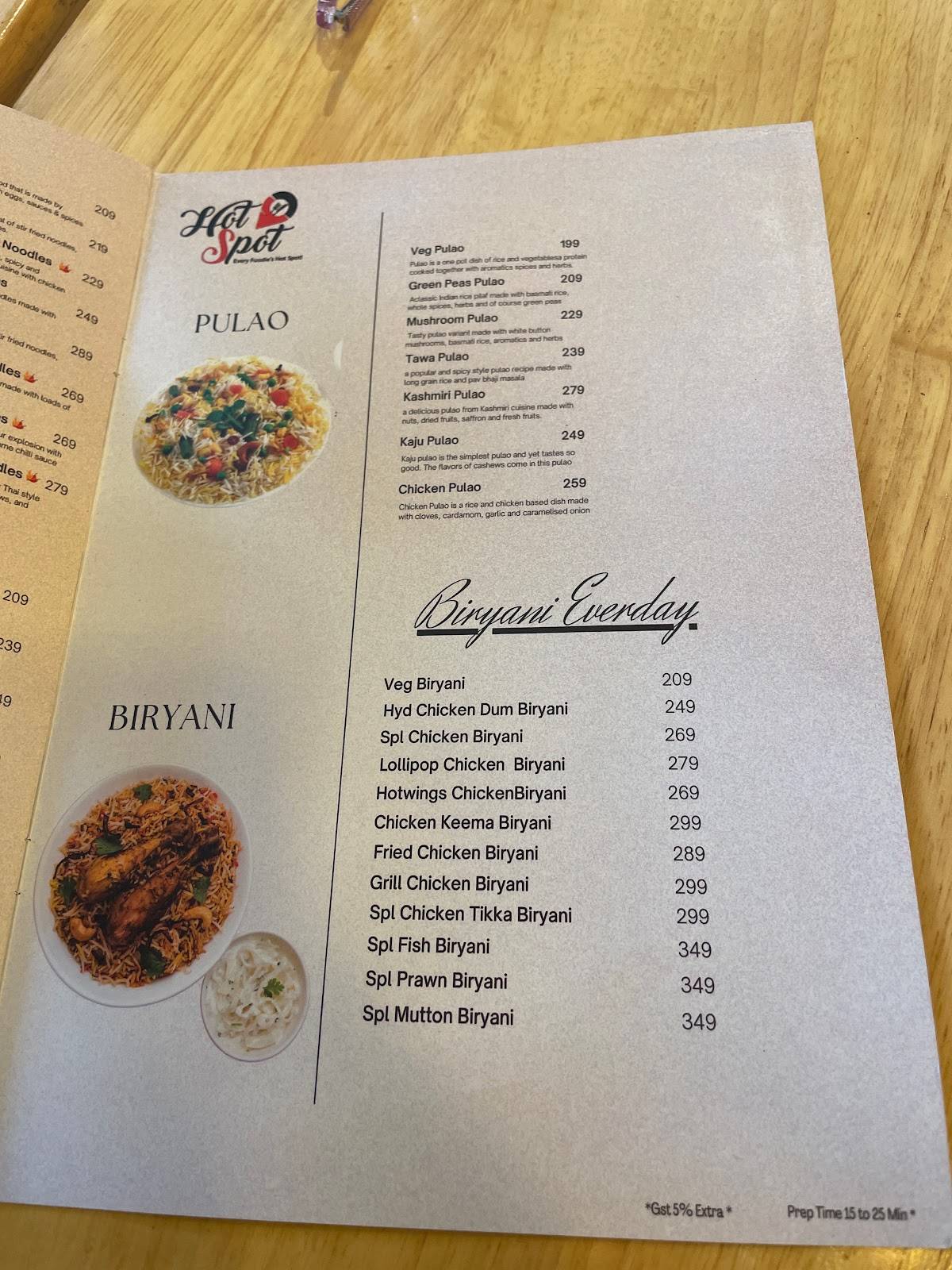 Menu at Hot Spot Cafe, Tirupati, Air Bypass Rd