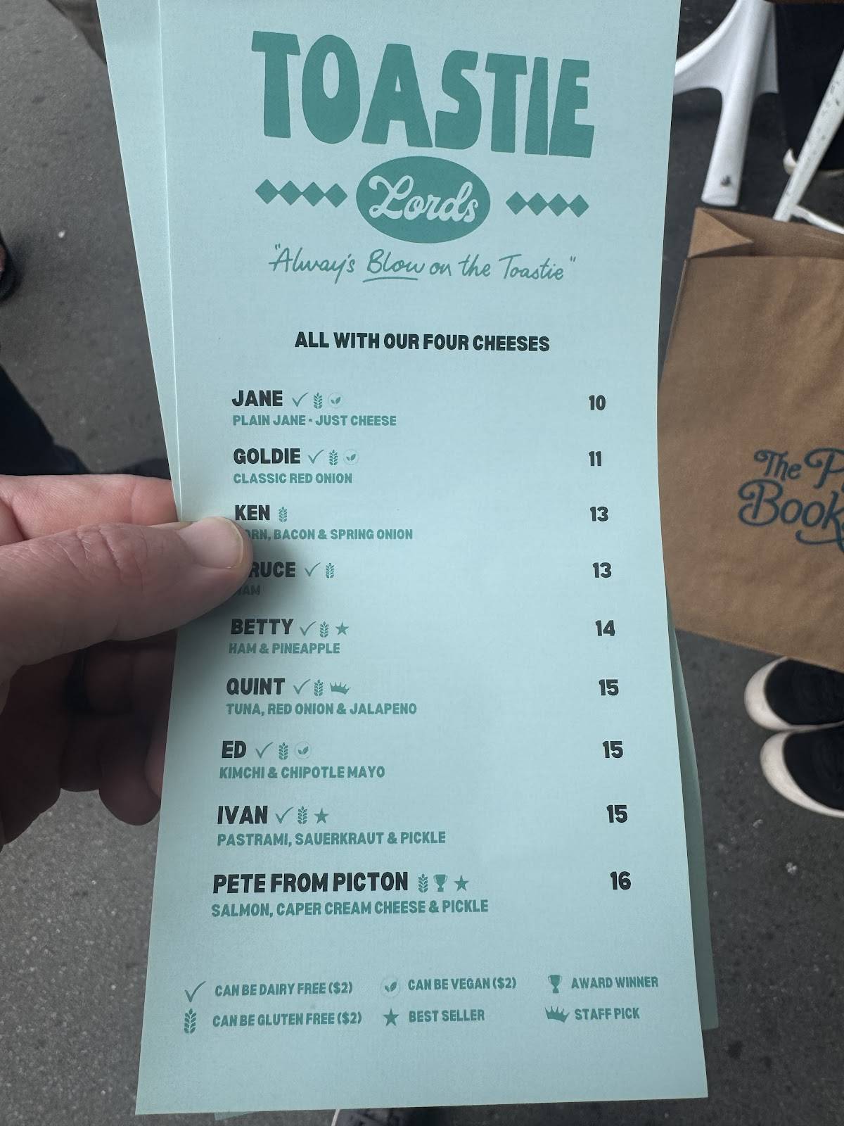 Menu at Toastie Lords - Picton cafe, Picton