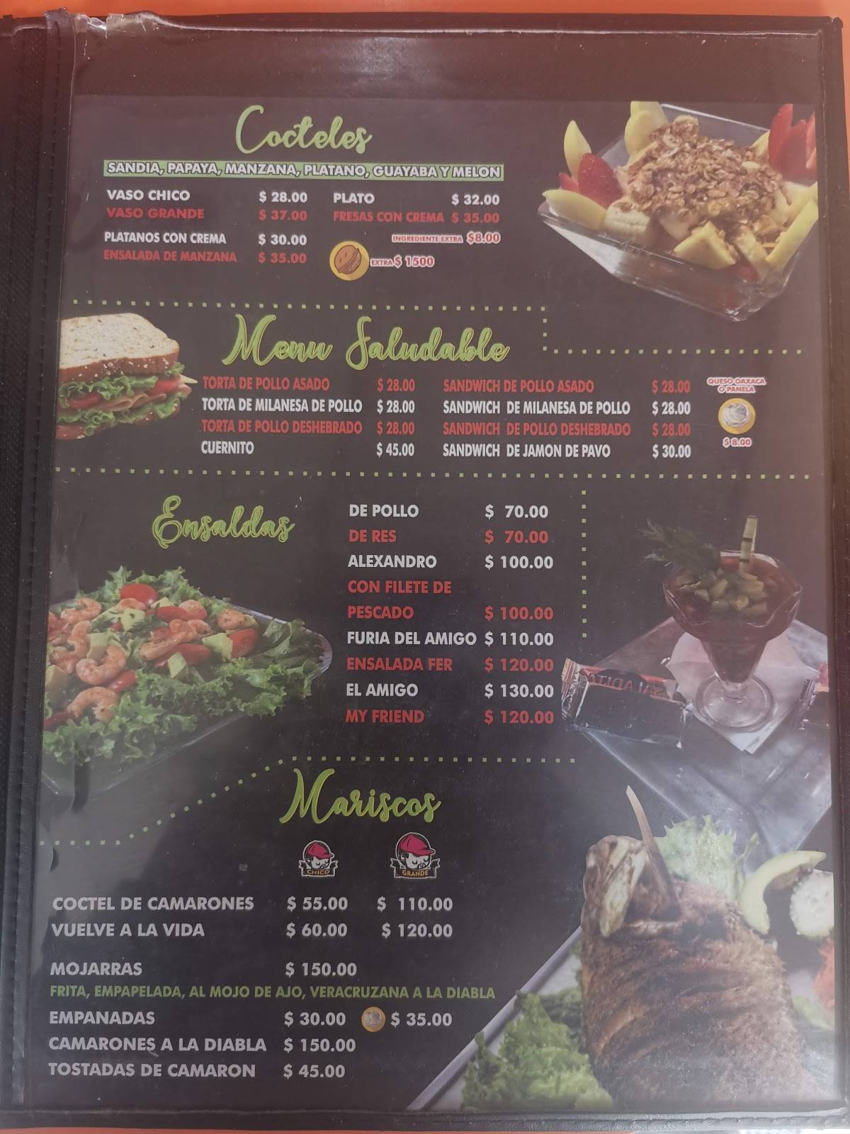 Carta del restaurante El Amigo "Alex", Toluca del Lerdo