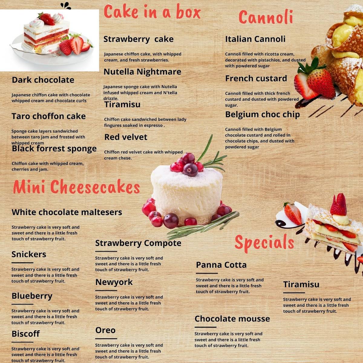 Menu at Tom & jerry - desserts, Newtown