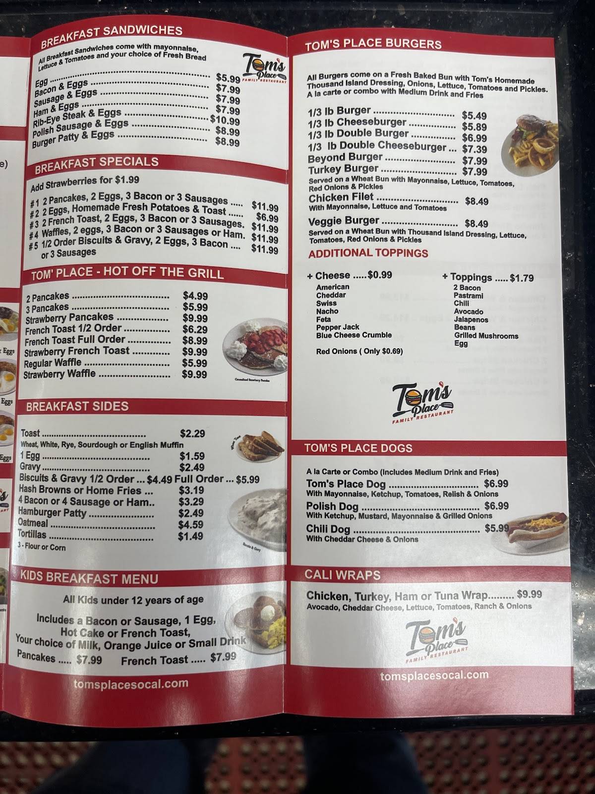 Menu at Tim’s Place fast food, Placentia, 221 W Orangethorpe Ave