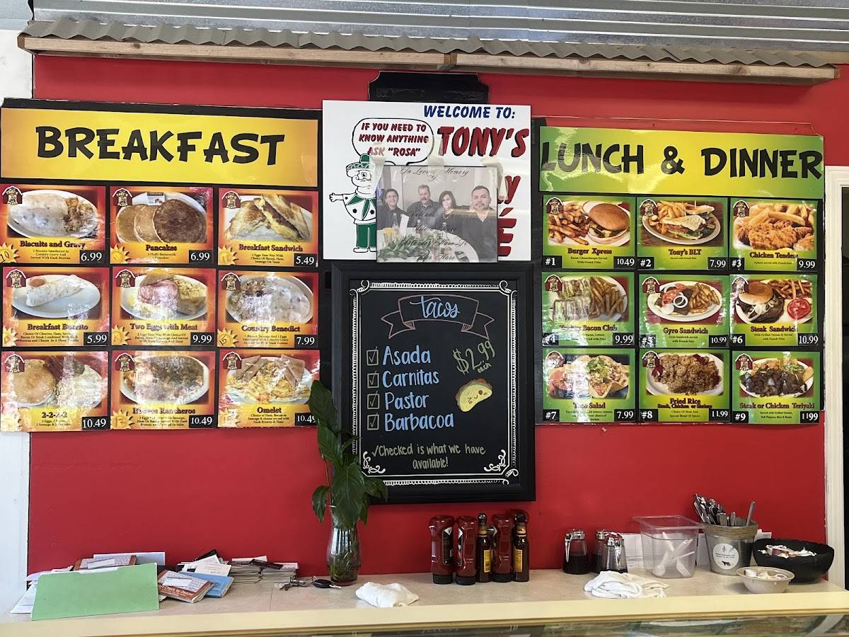 Menu at Tony's Place restaurant, Nixa, 550 W Mt Vernon St Unit A