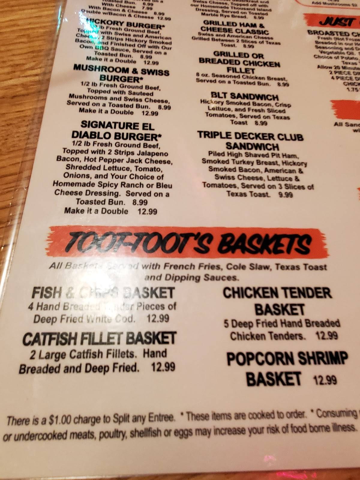 Menu at Toot-Toot Restaurant & Lounge, Bethany