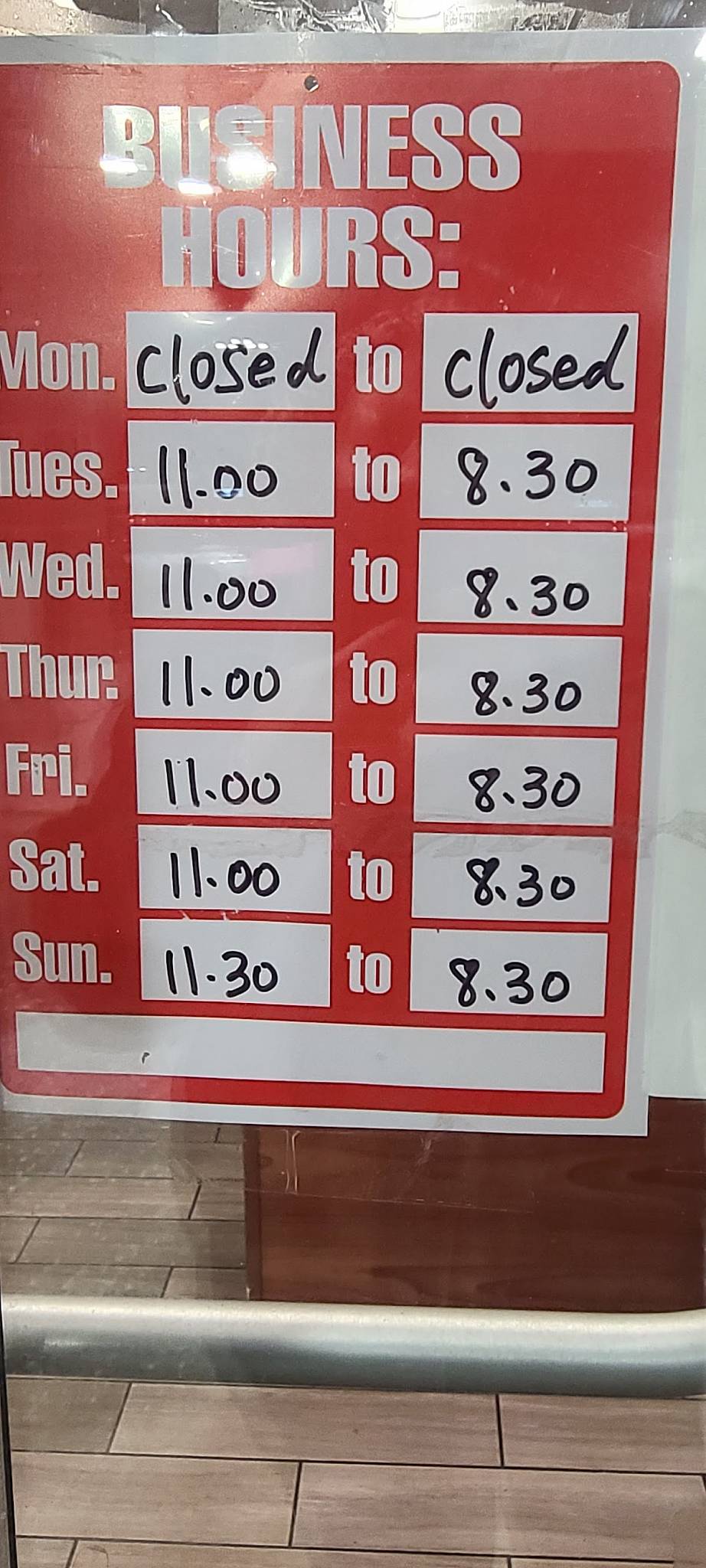 Menu at Top China restaurant, Hagerstown