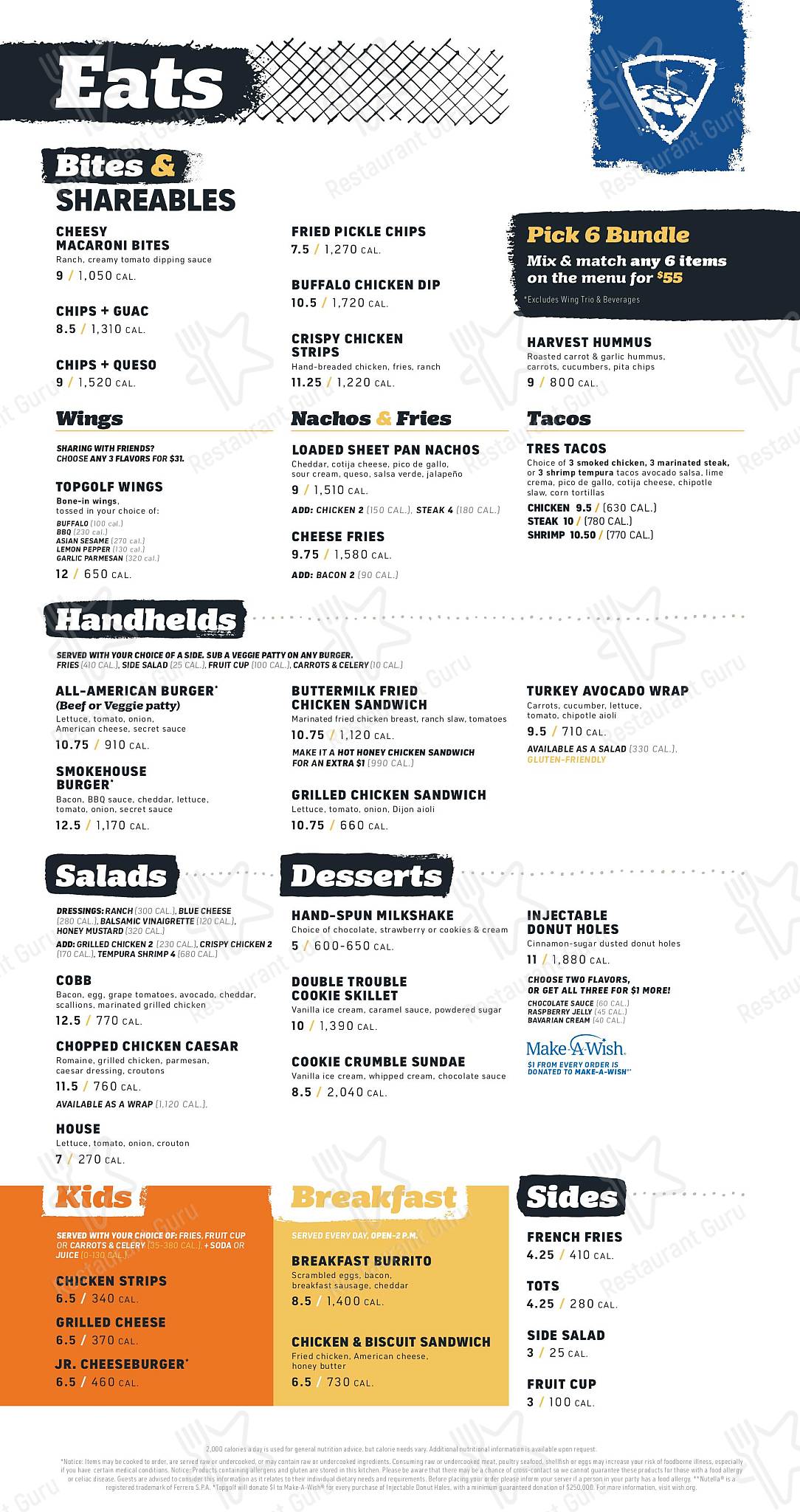 Carta del pub y bar Topgolf Waco, Waco