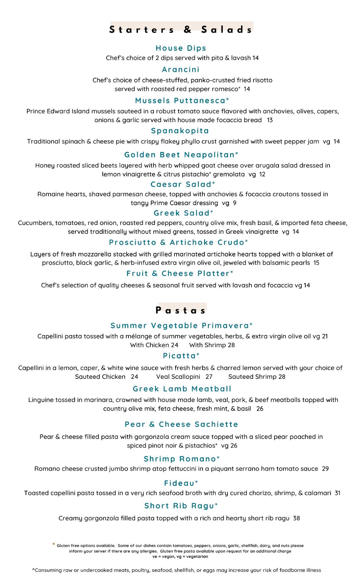 Menu at Prime Mediterranean pub & bar, Topping