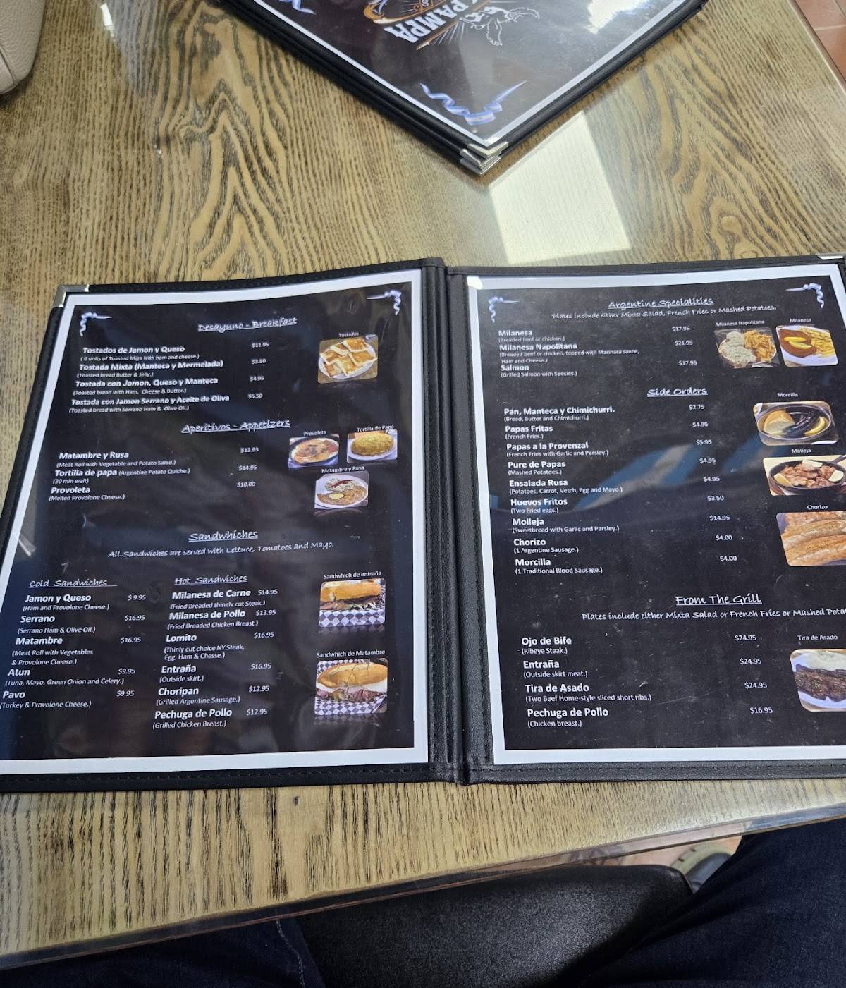 Menu at Toro Y Pampa Argentinian Food restaurant, Upland