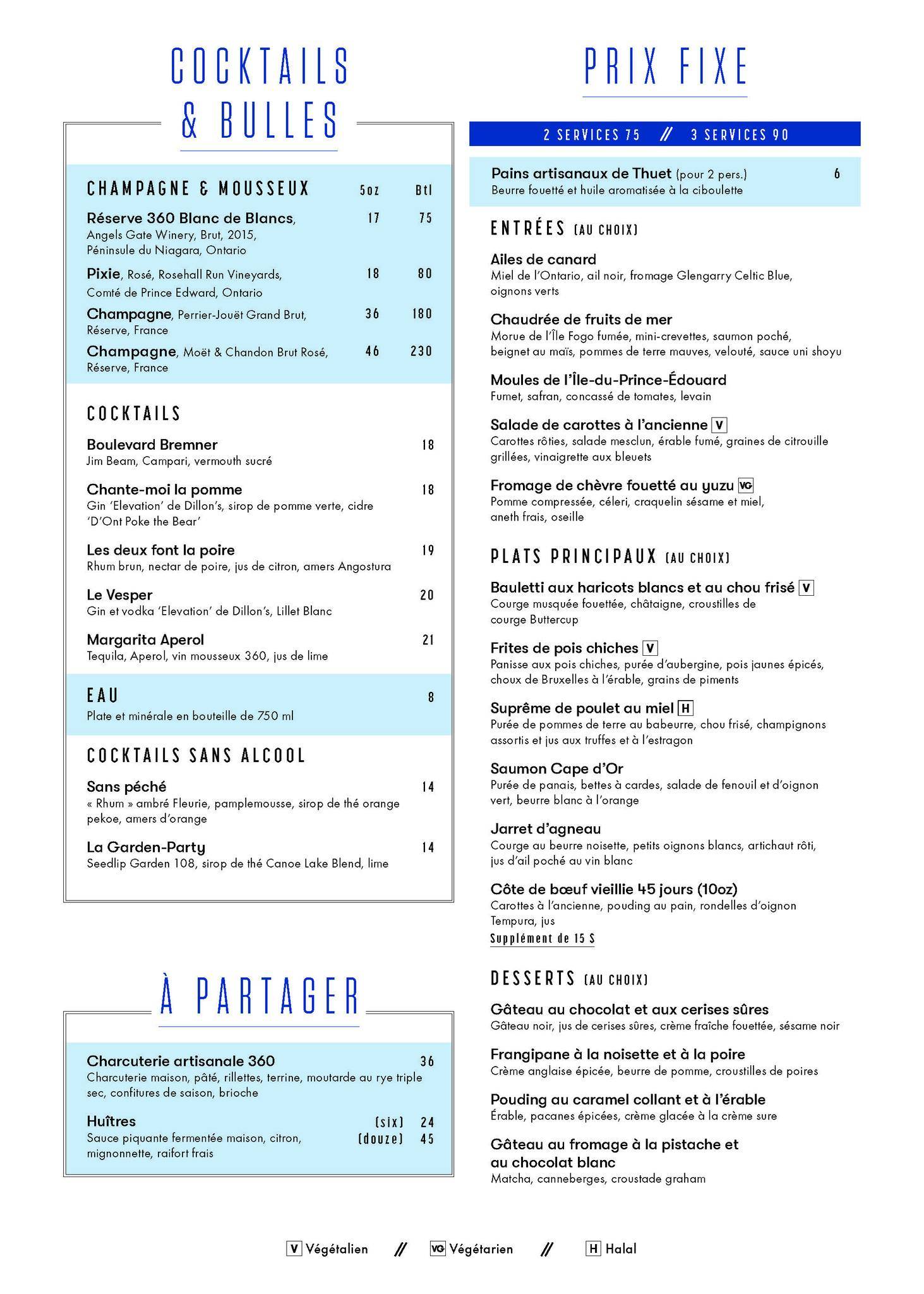 Menu at 360 The Restaurant at the CN Tower, Toronto
