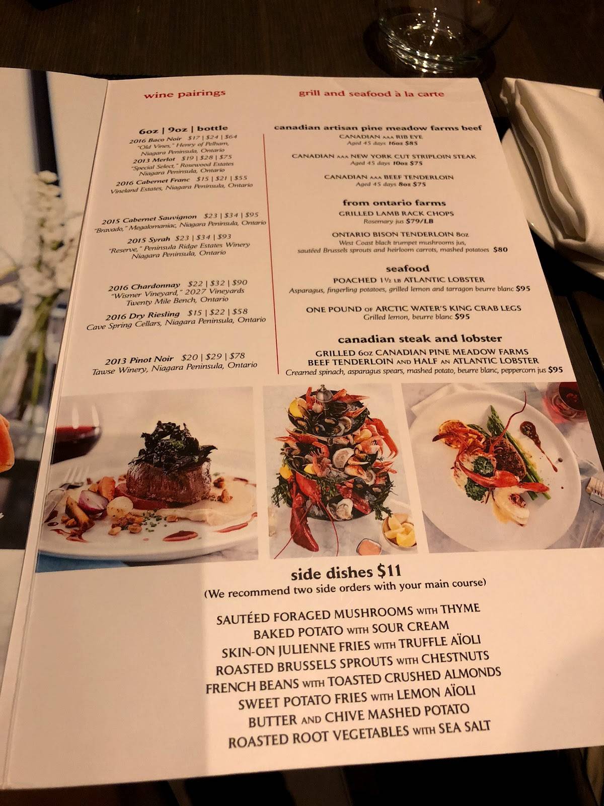 Menu at 360 The Restaurant at the CN Tower, Toronto