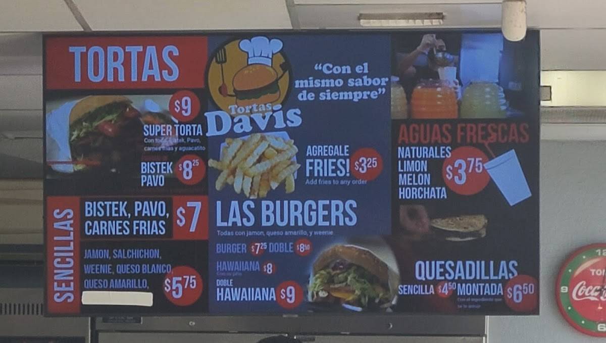 Menu at Tortas Davi's restaurant, El Paso, 337 N Zaragoza Rd B