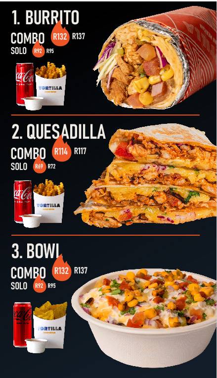 Menu at Tortilla Modern Mexican - CBD restaurant, Cape Town