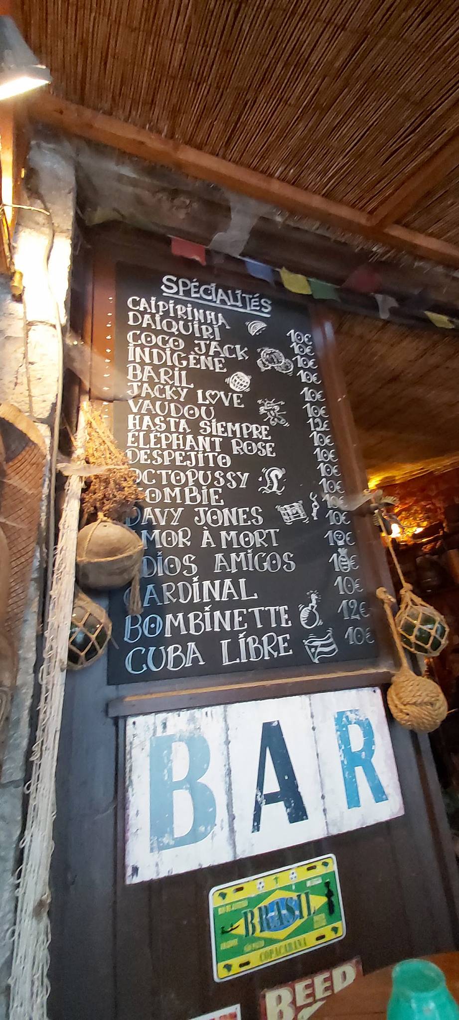 Menu at Tortuga, Durbuy