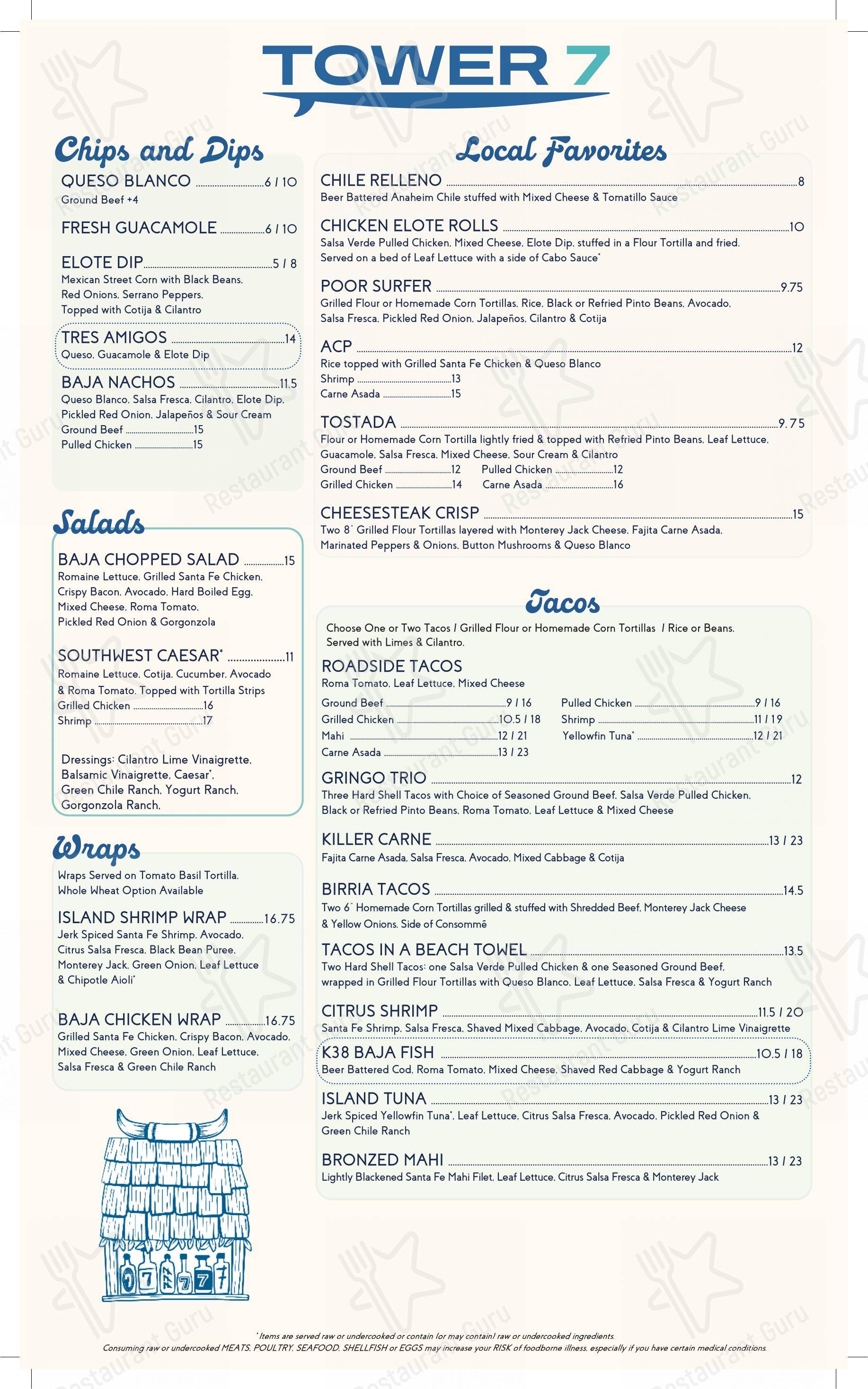 Menu at Tower 7 Baja Mexican Grill BBQ, Wrightsville Beach