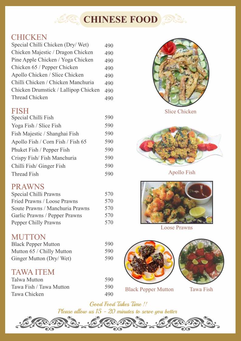 Menu at Kholani's Restaurant Banjara, Hyderabad