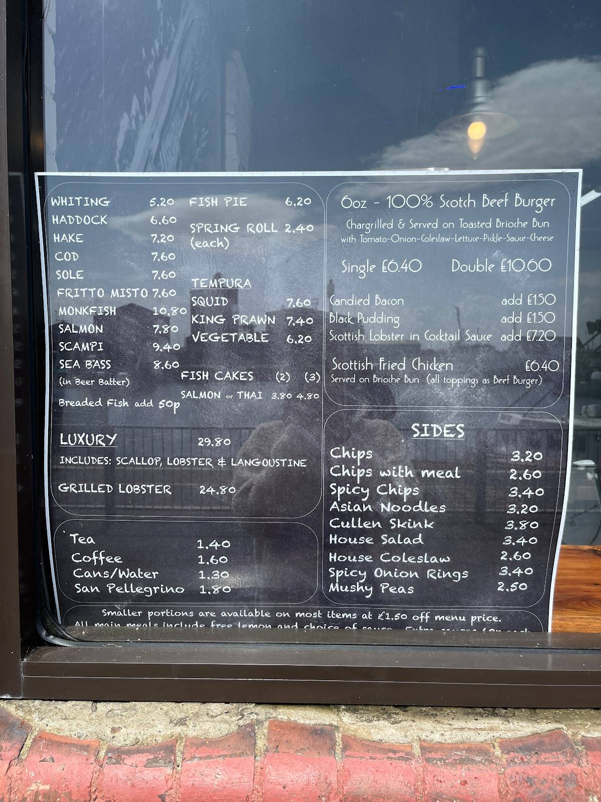 Menu at The Wee Hurrie fast food, Troon