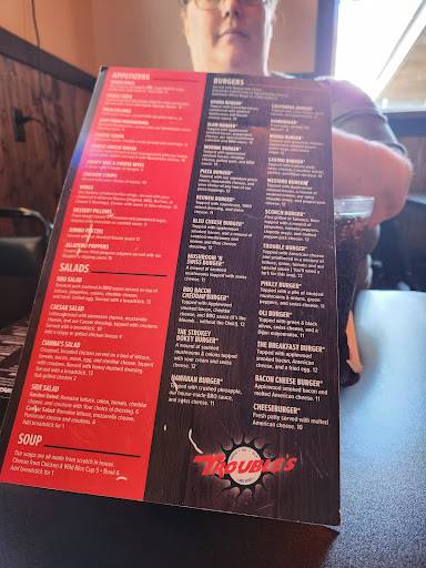 Menu at Trouble's #2 Darwin pizzeria, Darwin