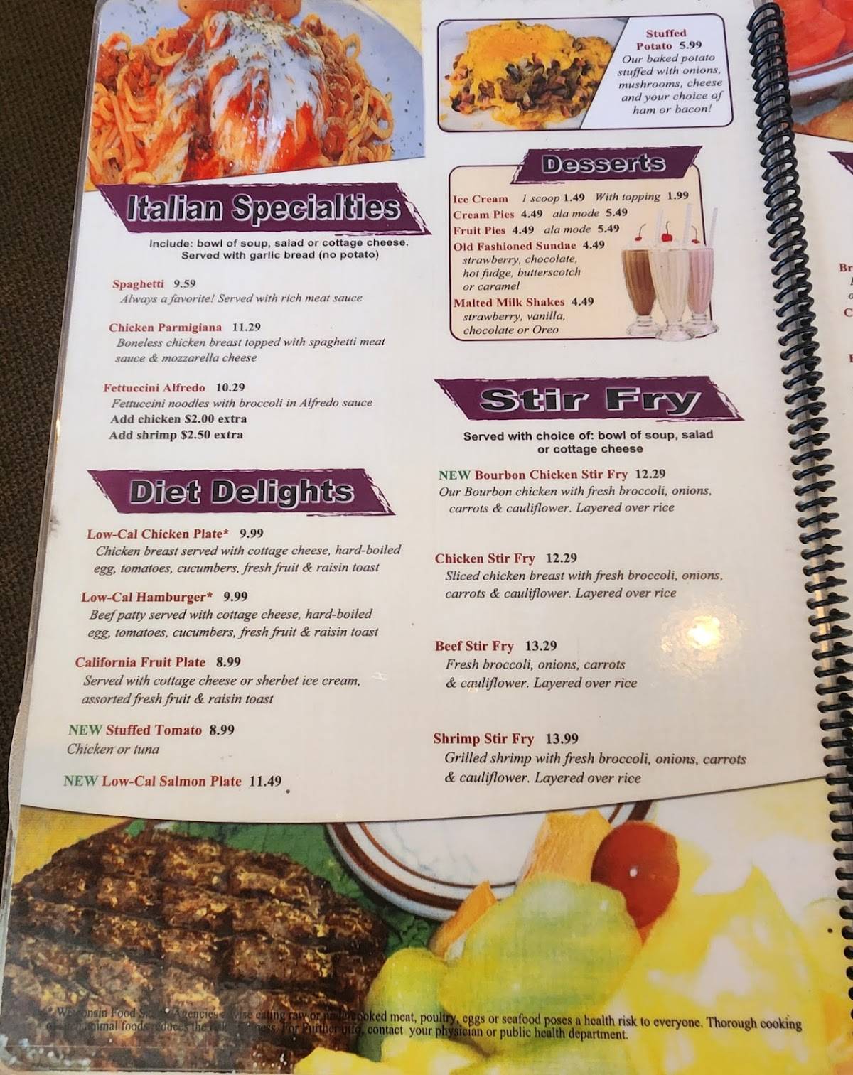Menu at Truck's Place Restaurant Antigo, Antigo