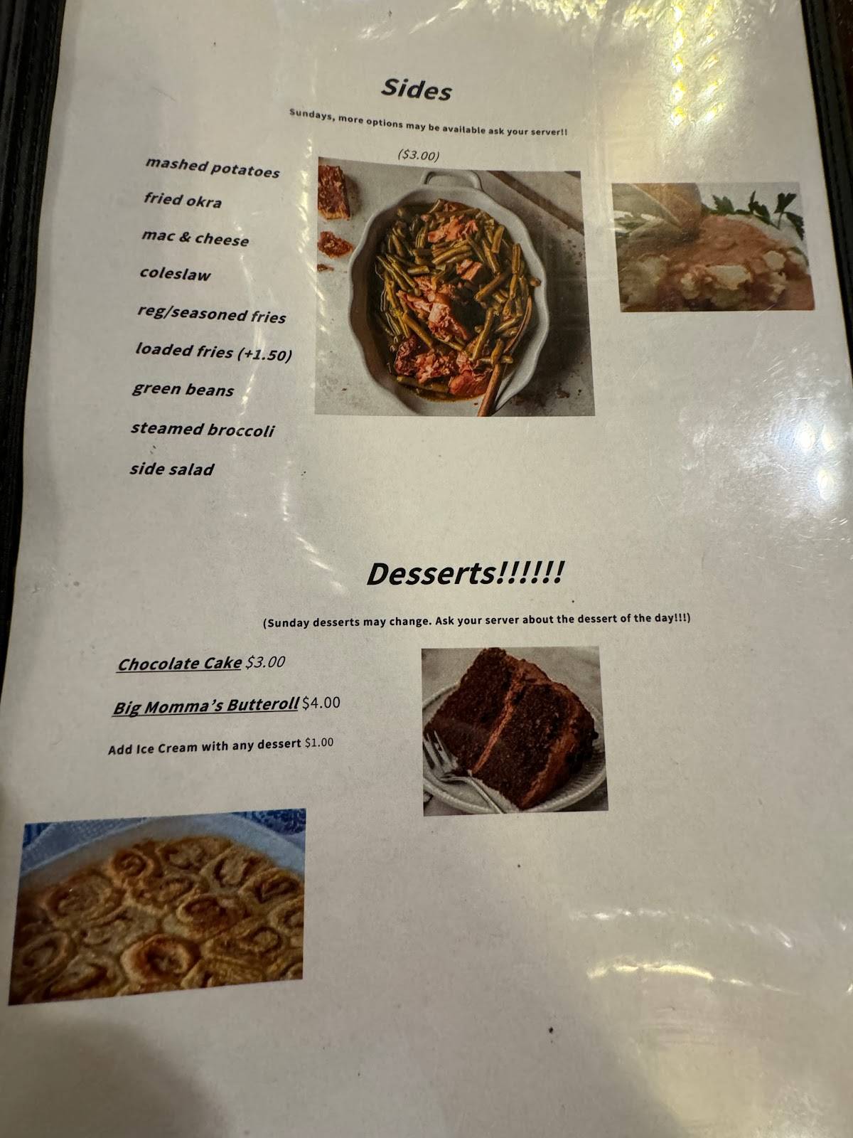 Menu at Trudie's Catfish Cabin BBQ, Brunswick