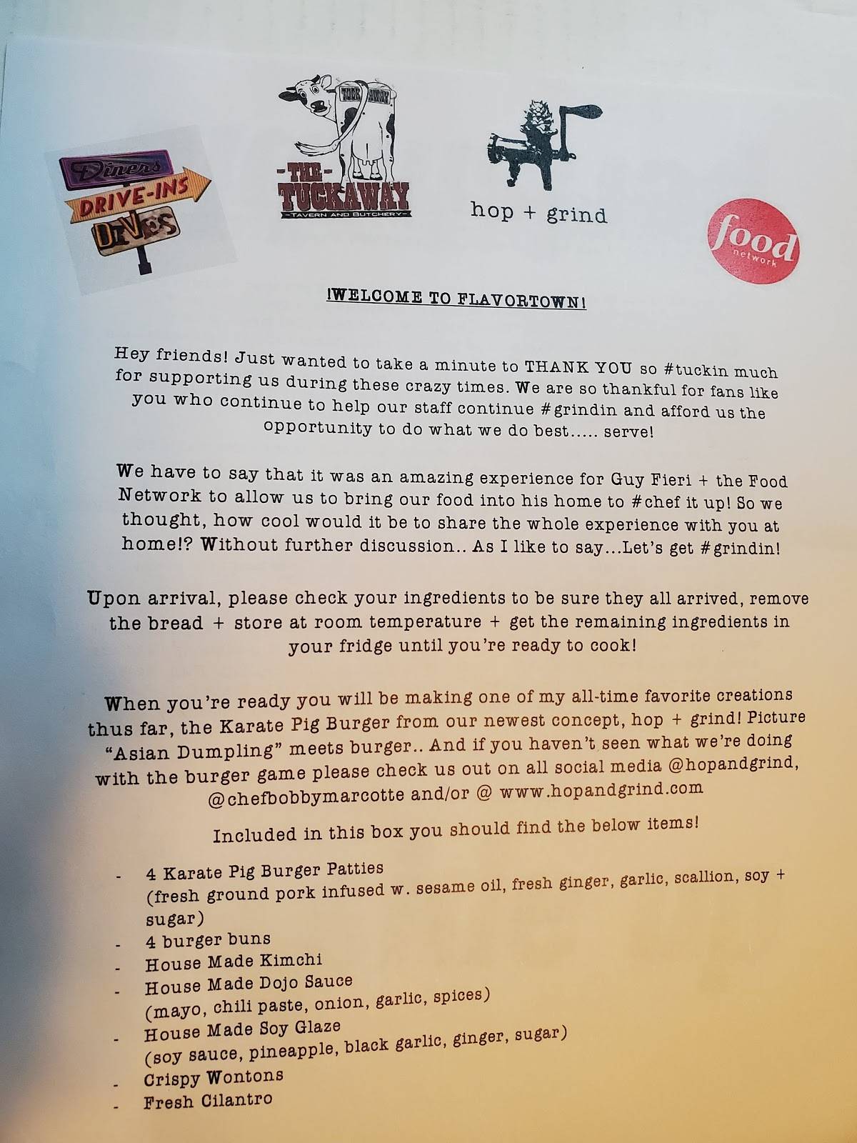 Menu at Tuckaway Tavern and Butchery steakhouse, Raymond