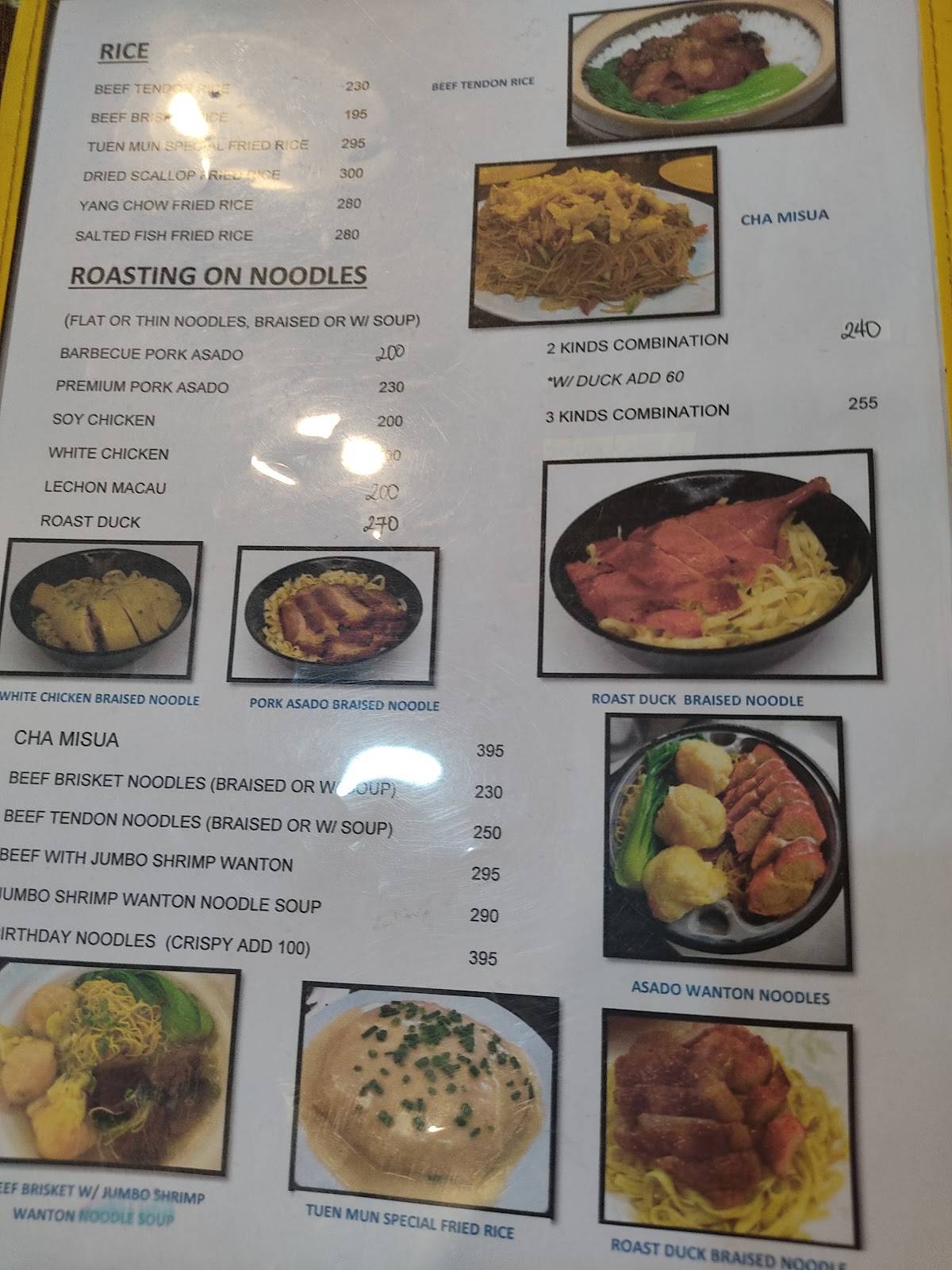 Menu at Tuen Mun Roasts restaurant, Quezon City