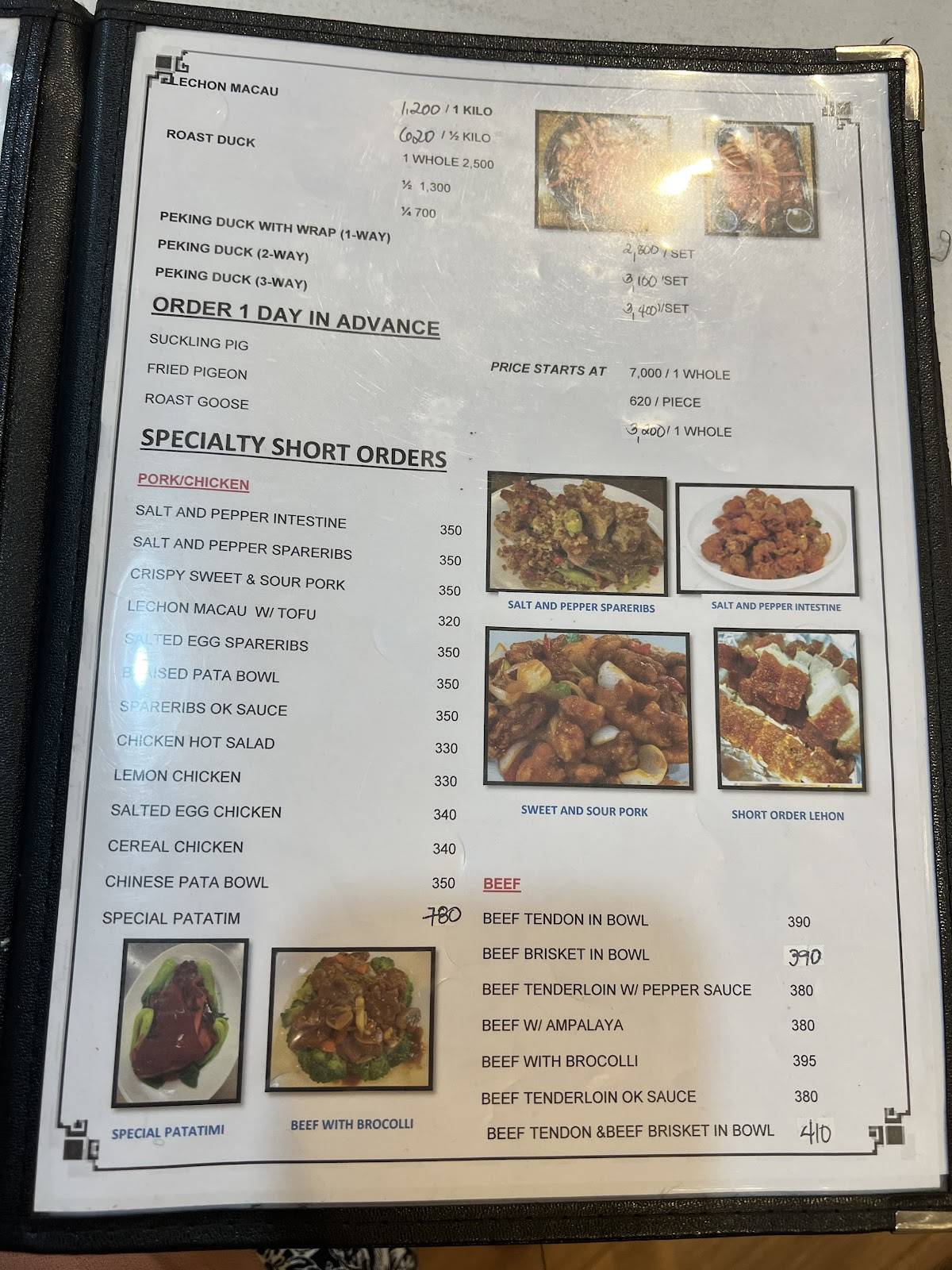 Menu at Tuen Mun Roasts restaurant, Quezon City