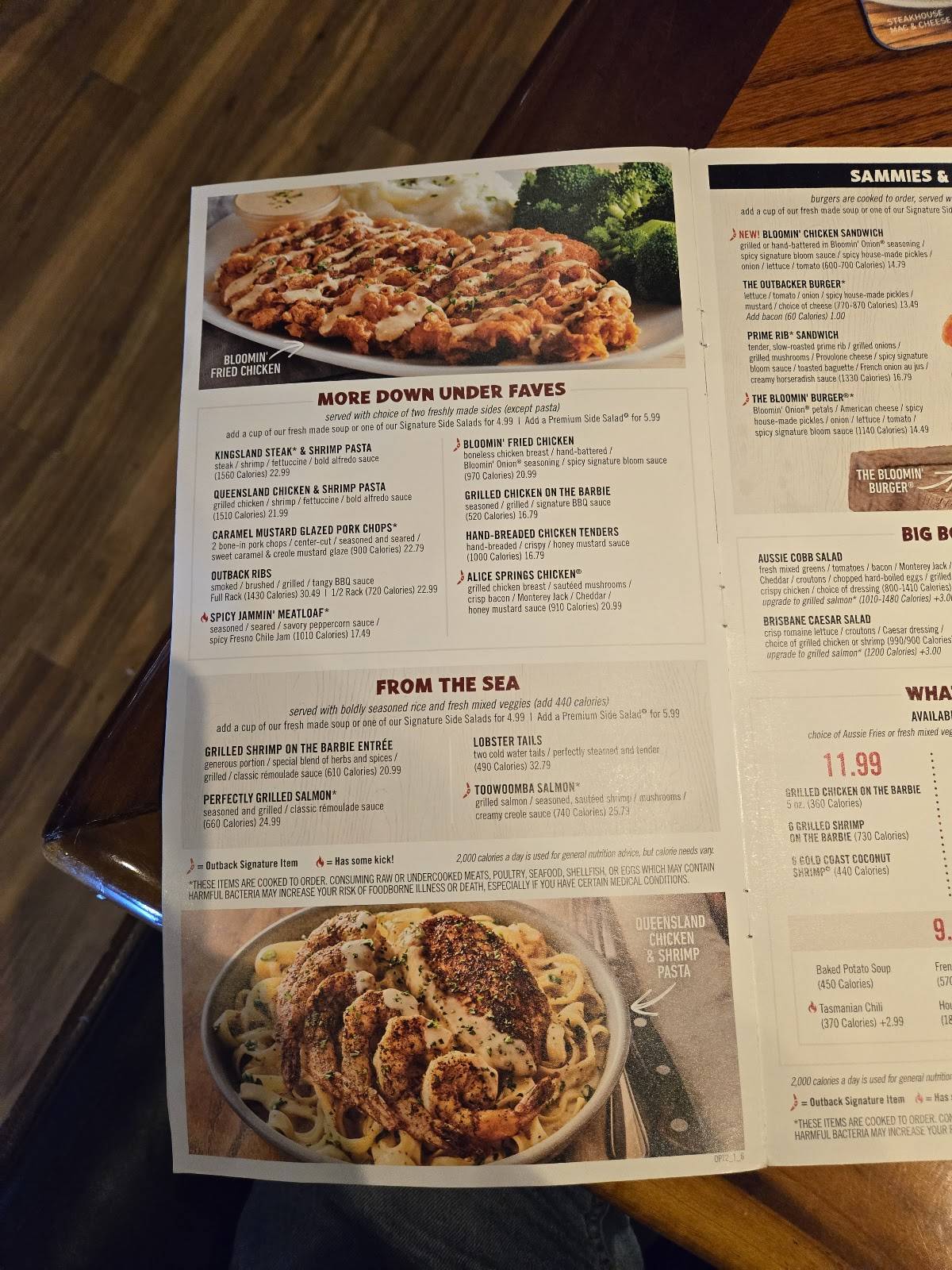 Menu at Outback Steakhouse, Tulsa, E 71st St