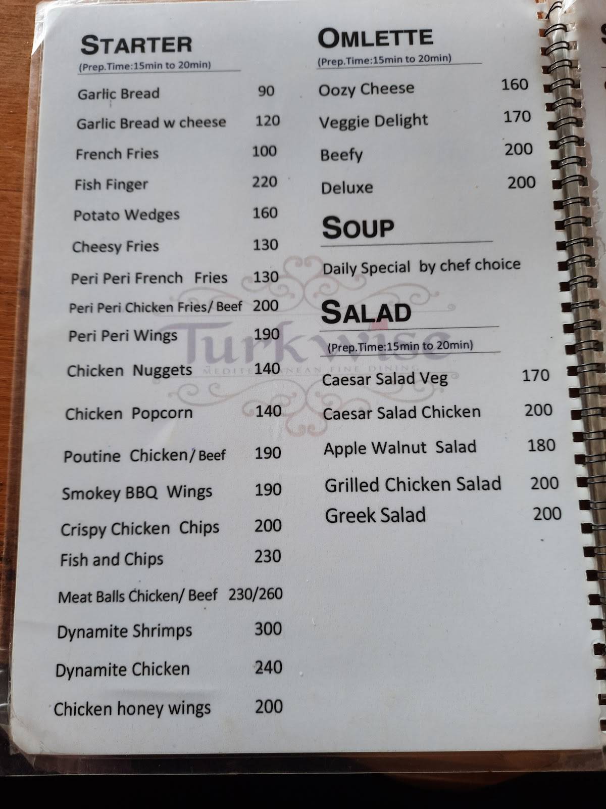 Menu at Turkwise - Turkish Restaurant & Cafe, Kannur