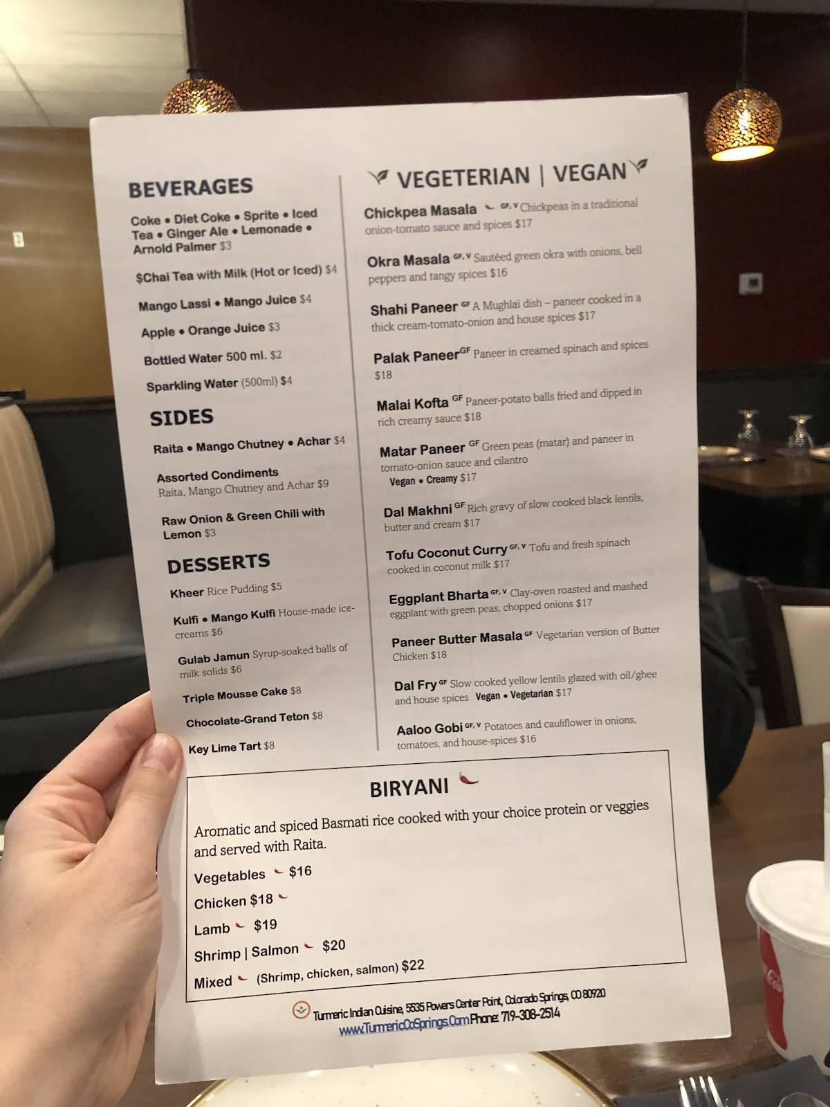 Menu at Turmeric Indian Cuisine at Power Center Point restaurant ...