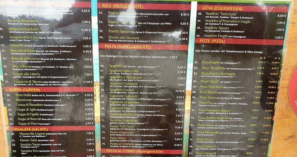 Speisekarte von Tutti Gusti restaurant, Ludwigslust