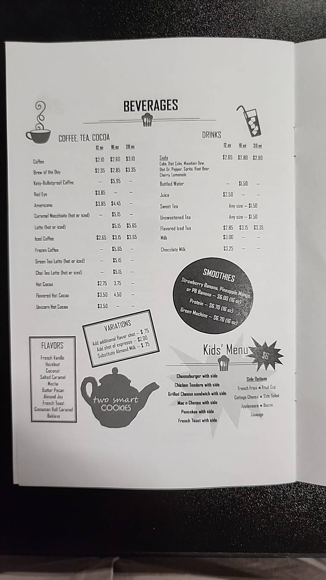 Menu at Two Smart Cookies desserts, Calcutta, Bell School Rd