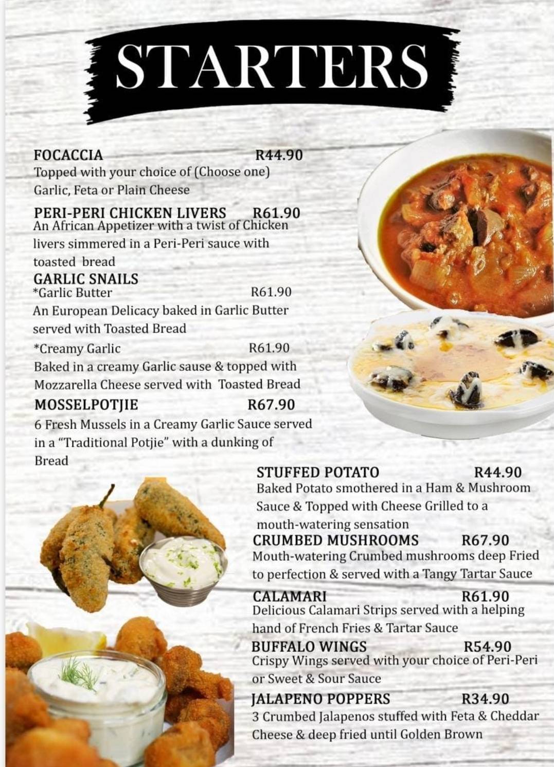 Menu at Ambrosia Restaurant, Uitenhage