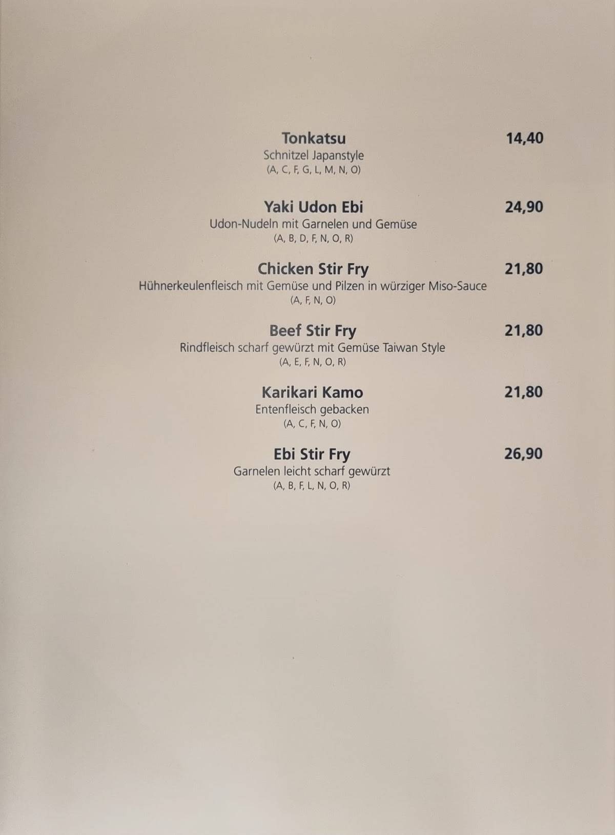 Speisekarte von Umaya restaurant, Innsbruck