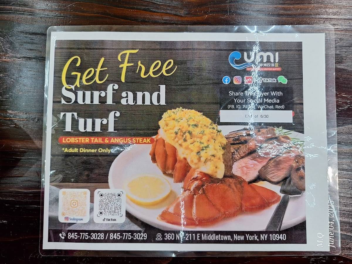 Menu at Umi Hot Pot Sushi & Seafood Buffet restaurant, Middletown