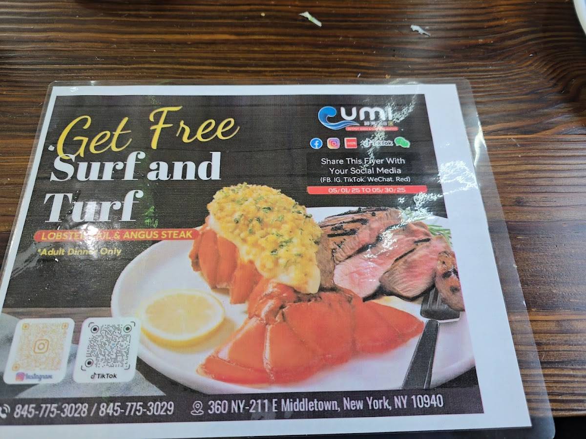Menu at Umi Hot Pot Sushi & Seafood Buffet restaurant, Middletown