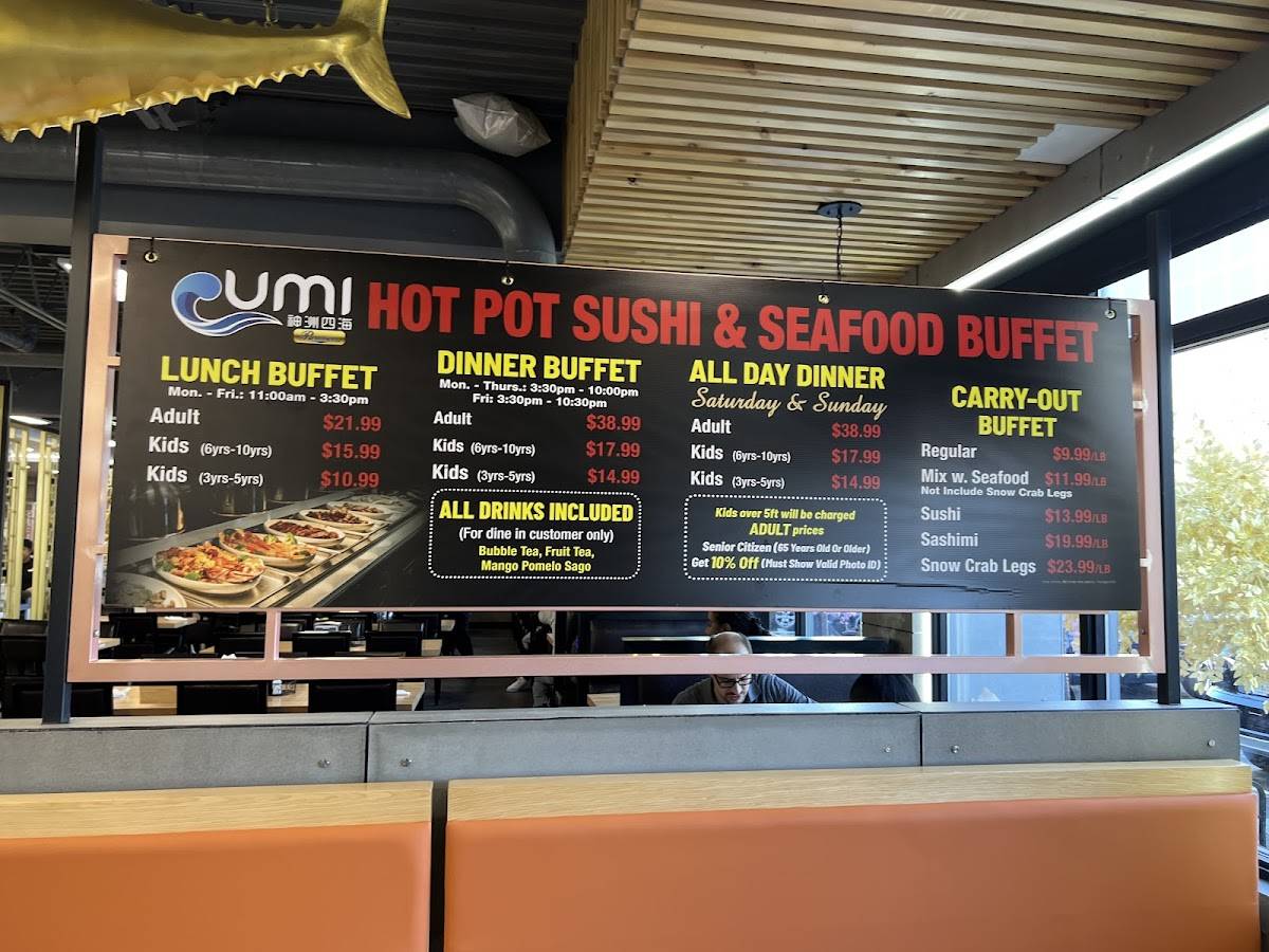 Menu at Umi Hotpot Sushi & Seafood Buffet restaurant, Albany