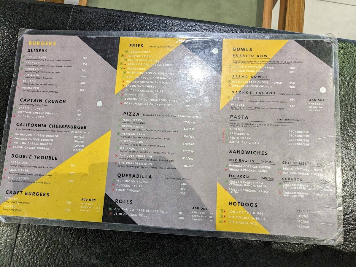 Menu at Uncle Jack's, Jalandhar