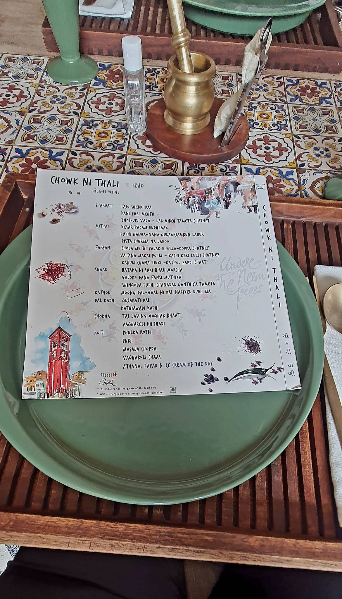 Menu at Under The Neem Trees, Ahmedabad